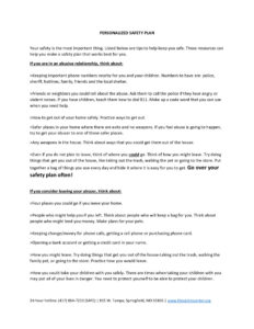 PERSONALIZED SAFETY PLAN | The Victim Center